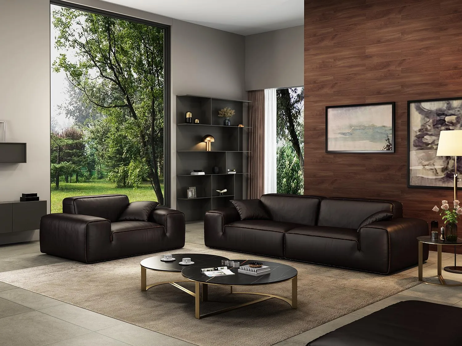 Timeless elegance luxurious sofa set in brown jvfurniture