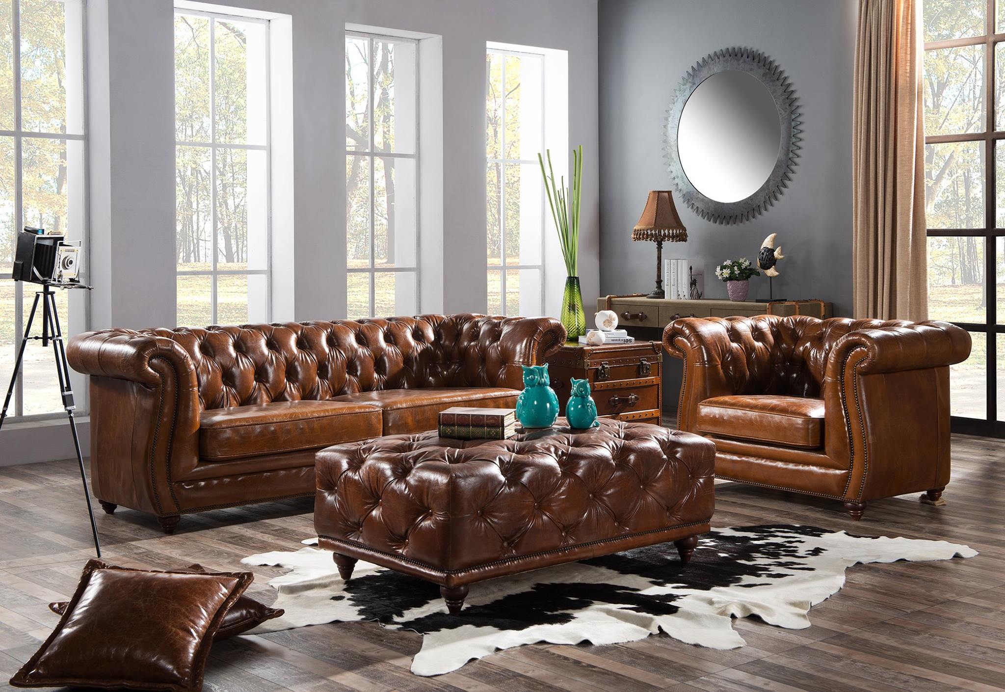 Real leather sectionals store